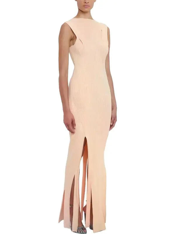 Victoria Beckham Sleeveless Maxi Dress With Pleating And Slit Detailing - Pink