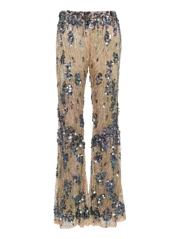Alberta Ferretti Sequin Embellishment Flared Trousers - Neutrals