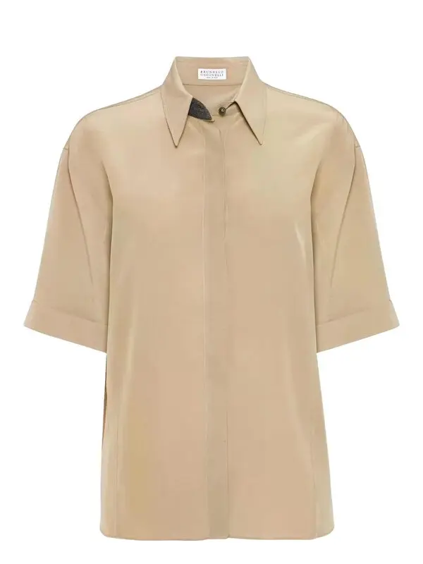 Brunello Cucinelli Crêpe De Chine Shirt - Brown
