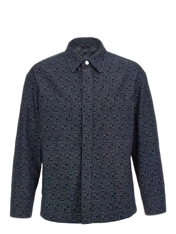 Fendi Monogram-pattern Shirt Jacket - Blue