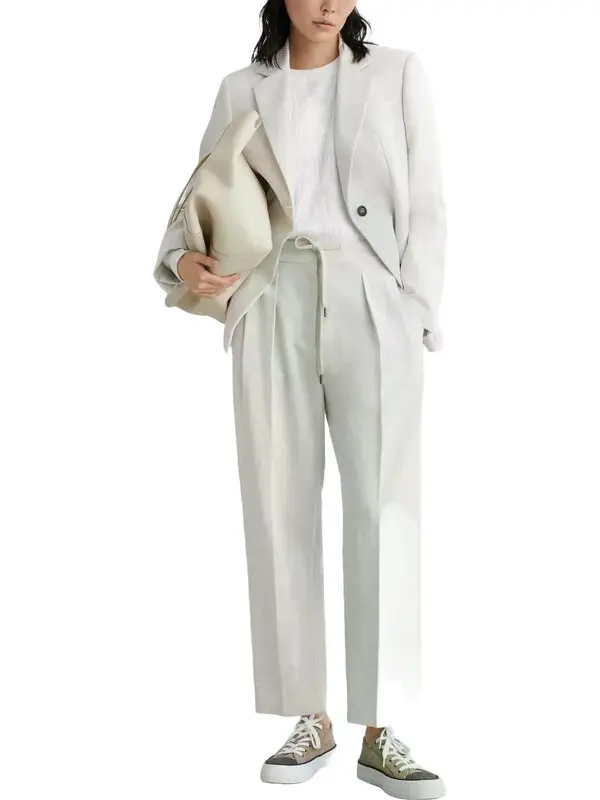 Brunello Cucinelli Straight-leg Gabardine Trousers - Neutrals