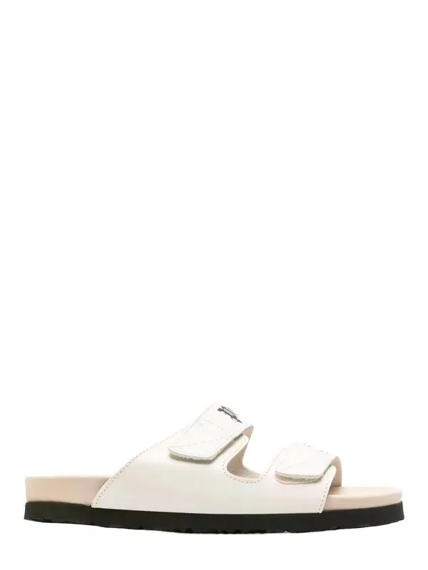 Palm Angels Logo-print Leather Flat Sandals - White