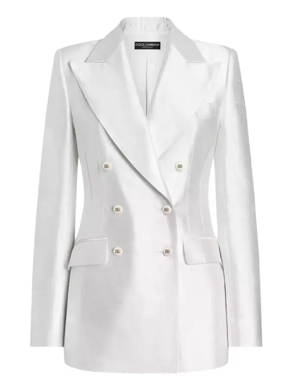 Dolce & Gabbana Stretch-silk Double-breasted Blazer - White