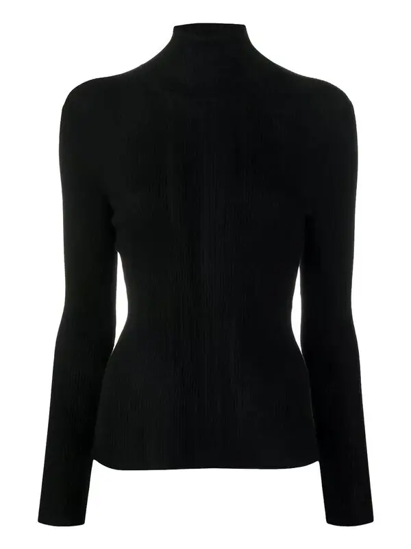 P.a.r.o.s.h Leila Ribbed Knit Mock Neck Jumper - Black