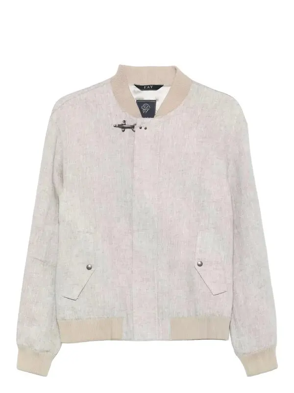 FAY Linen Bomber Jacket - Neutrals