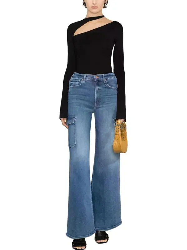 MANURI Asymmetrical Cut-out Detail Blouse - Black