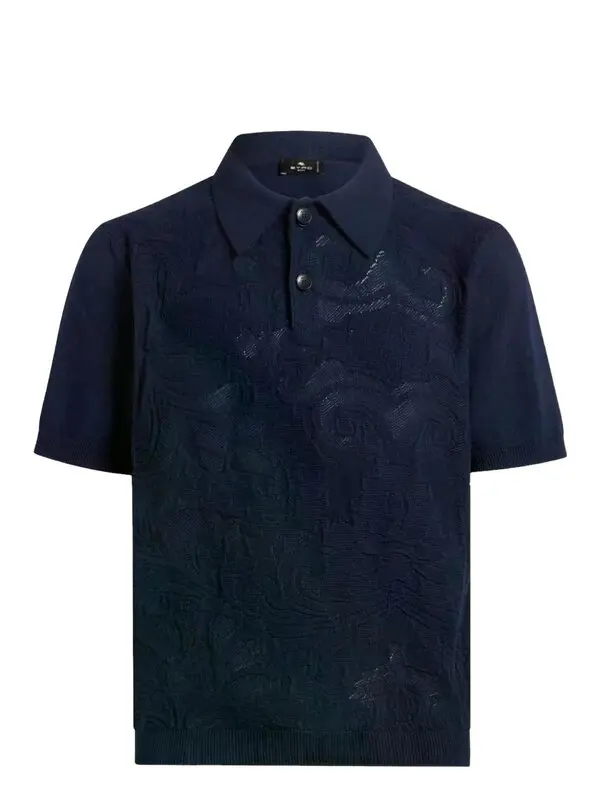 Etro Textured Knit Polo Shirt - Blue