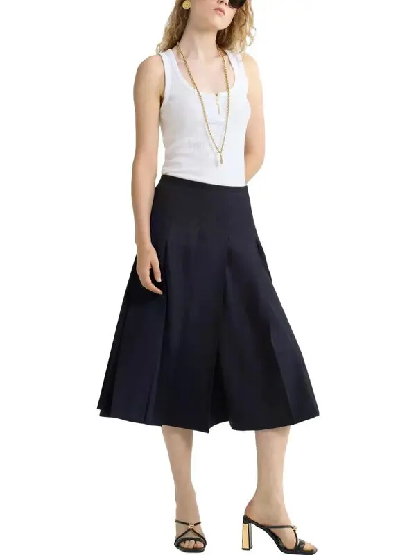 PATOU Pleated Twill Midi Skirt - Blue