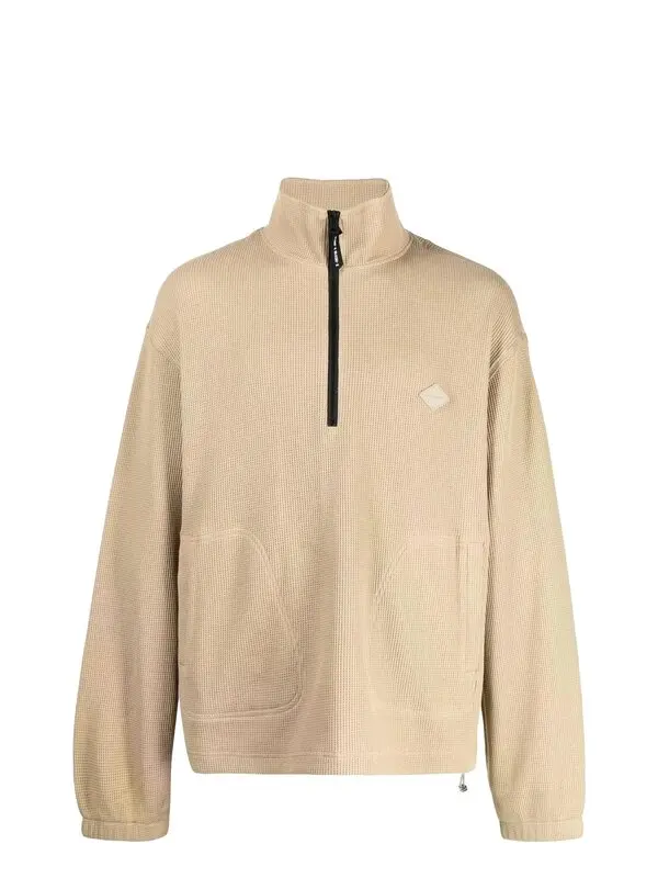 SPOONYARD Waffle Effect Half-zip Long-sleeved Top - Brown