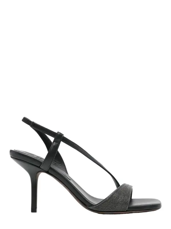 Brunello Cucinelli 95mm Monili-chain Leather Sandals - Silver