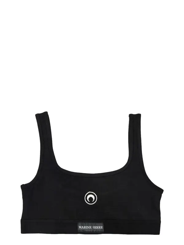 MARINE SERRE Crescent Moon-embroidered Bra - Black