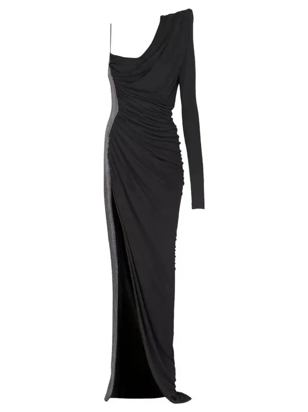 Balmain Pagoda One-shoulder Maxi Dress - Black