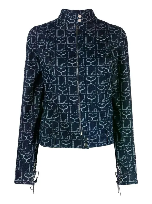 LUDOVIC DE SAINT SERNIN Monogram Print Denim Jacket - Blue