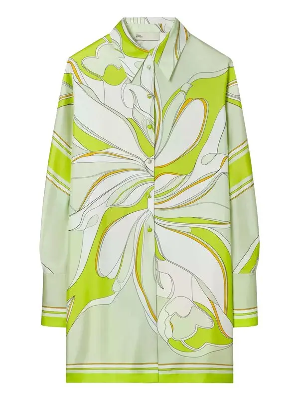 Tory Burch Printed Silk Shirt - Neutrals