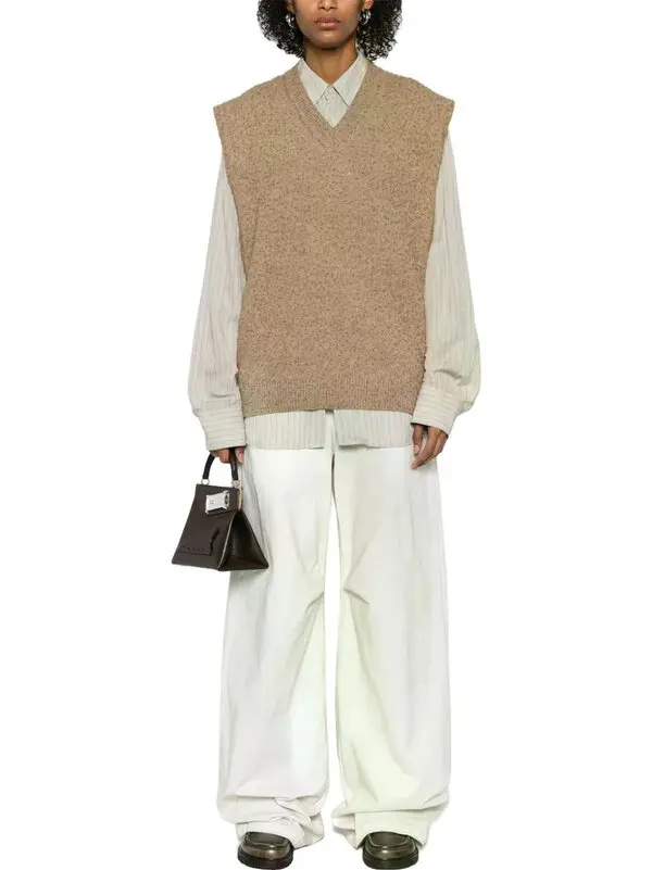 MAISON MARGIELA Piled-knit V-neck Vest - Brown