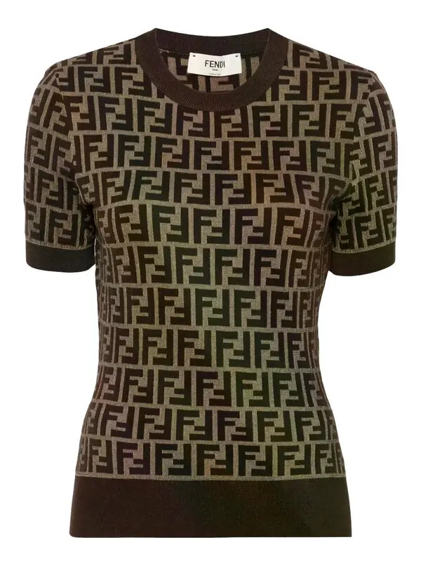 Fendi Ff Motif Knitted Top - Brown