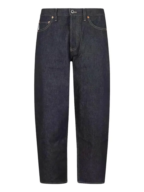 Valentino Garavani Cropped Jeans With Logo Patch - Blue