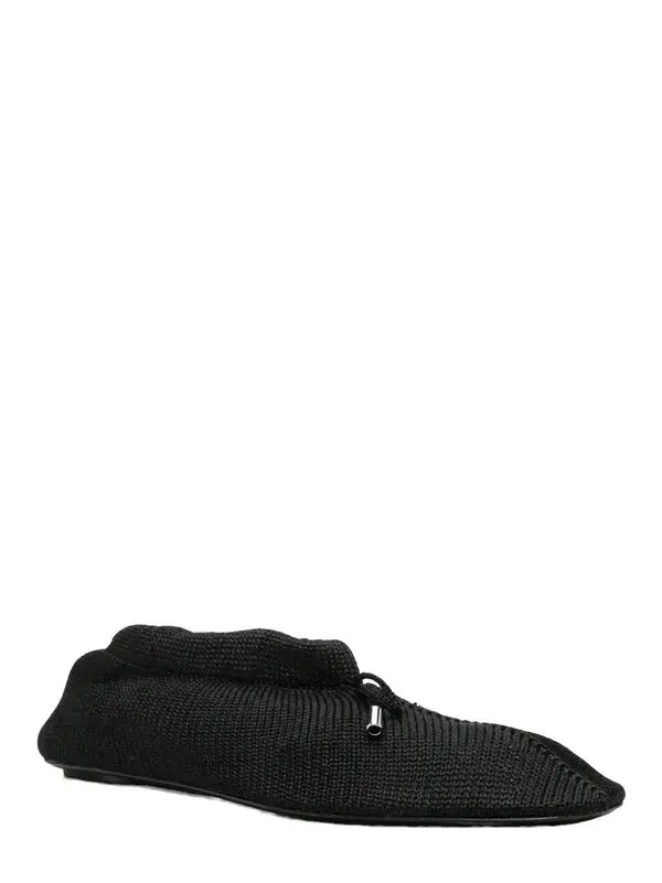 TOTEME Knitted Ballerina Shoes With Silver-tone Hardware - Black