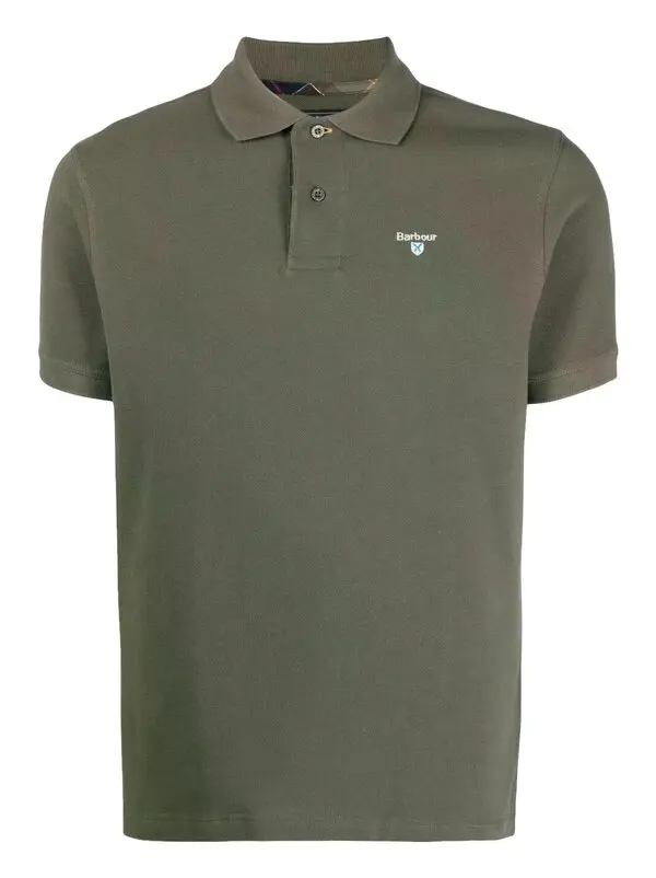 Barbour Tartan-trim Embroidered-logo Polo Shirt - Green