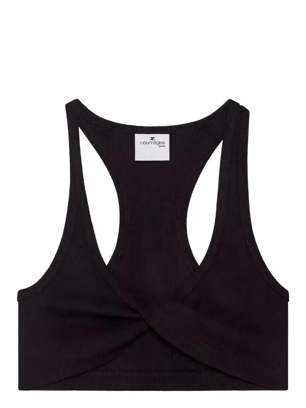 COURREGES Twist Detail Cropped Sleeveless Top - Black