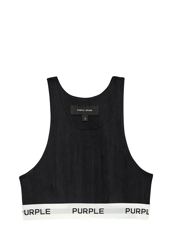 PURPLE BRAND Logo-tape Cotton Sports Bra - Black
