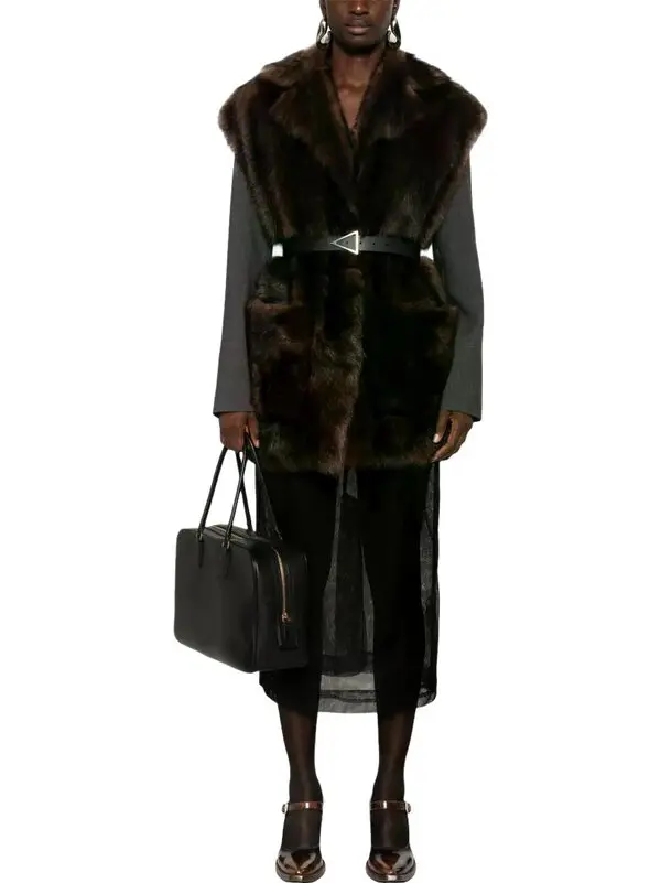 Prada Fur Gilet - Brown