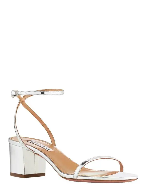 AQUAZZURA Ollie" 50mm Metallic Leather Sandals - Silver