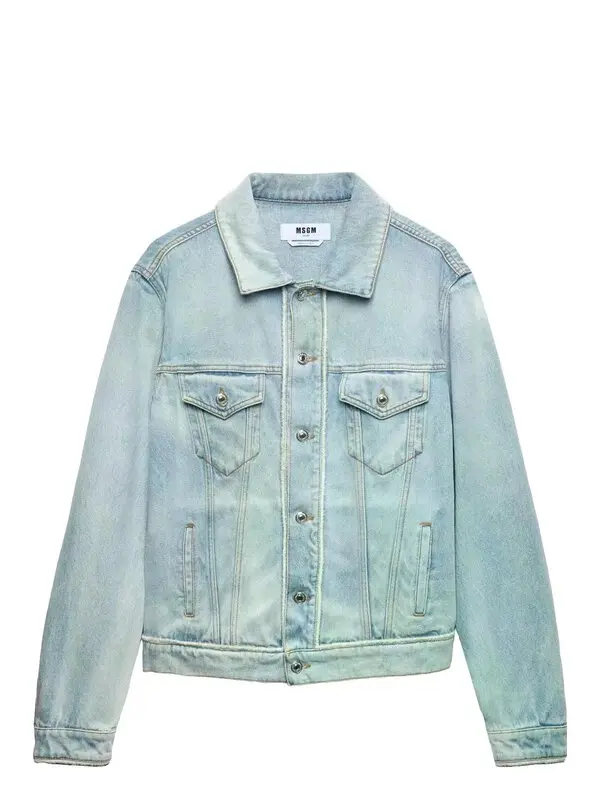 MSGM Denim Jacket With Seam Detail - Blue