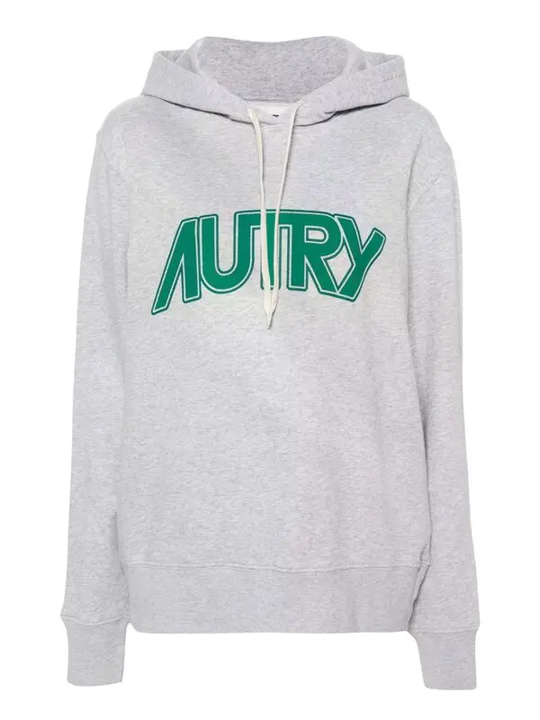 AUTRY Logo-print Mélange Hoodie - Grey