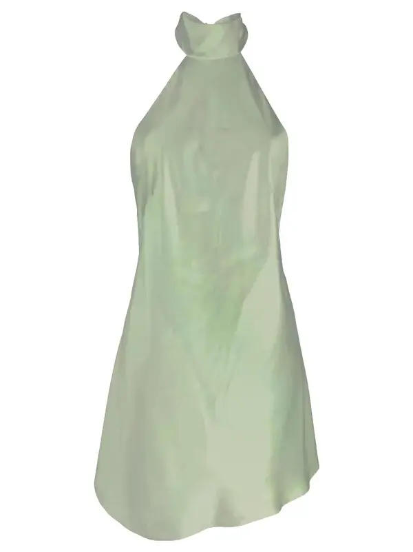 Michelle Mason Silk Halterneck Mini Dress - Green