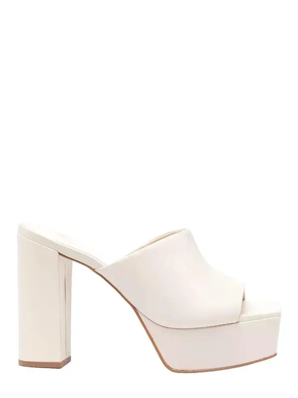 ANDREA CARRANO 110mm Leather Platform Block Heel Sandals - Neutrals