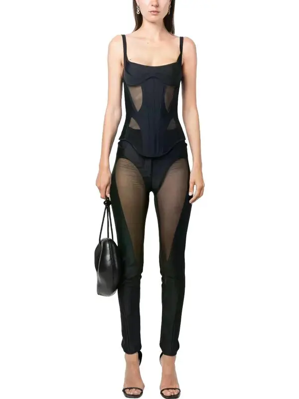 MUGLER Paneled Skinny Trousers - Black
