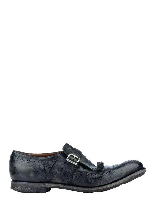Church's Leather Monk Strap Shoes With Fringe Detailing - Black