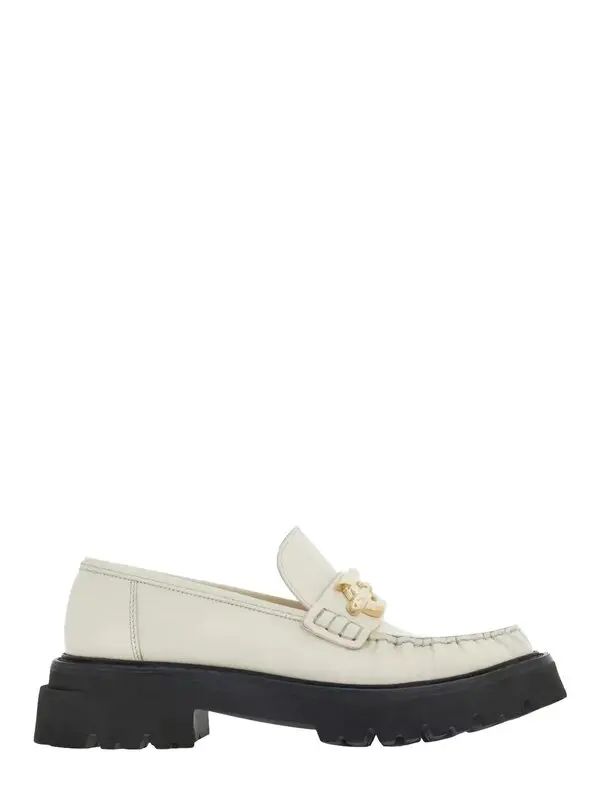 FERRAGAMO Gancini Plaque Leather Loafers - Neutrals