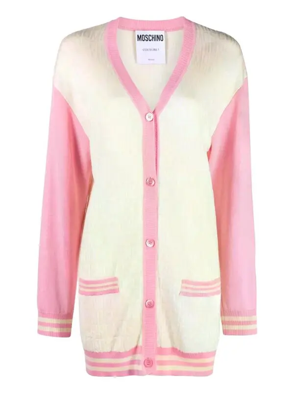 Moschino Monogram Jacquard V-neck Cardigan - Neutrals