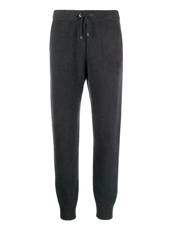 Brunello Cucinelli Ribbed-knit Cashmere Track Pants - Grey