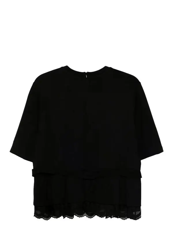 Dice Kayek Cotton T-shirt With Lace Detailing - Black