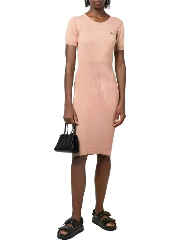 VIVIENNE WESTWOOD Orb Logo Knitted Midi Dress - Neutrals
