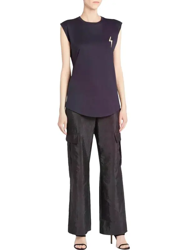 GIUSEPPE ZANOTTI Sleeveless Cotton Tank Top With Logo Embroidery - Black