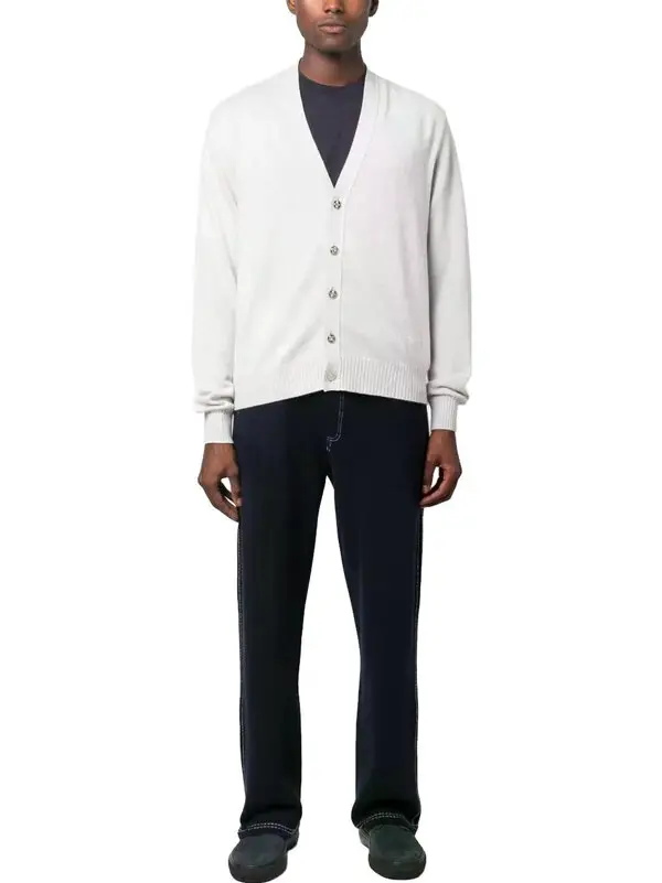 BARRIE Cashmere V-neck Cardigan - Grey