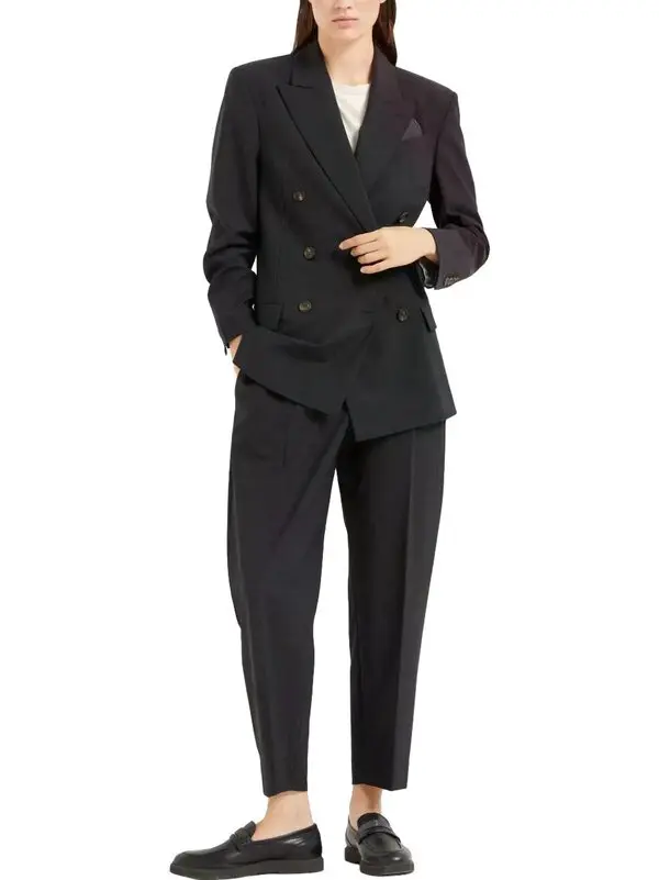 Brunello Cucinelli Double-breasted Virgin Wool-blend Blazer - Grey