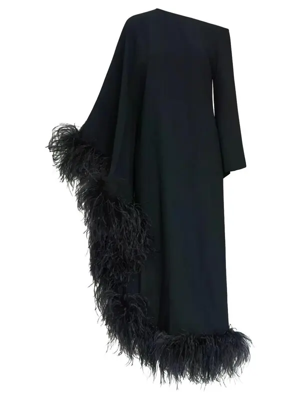 TALLER MARMO Ubud Extravaganza Feather-trim Maxi Dress - Black