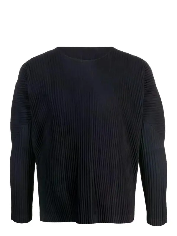 Issey Miyake Plissé-effect Long-sleeve T-shirt - Blue