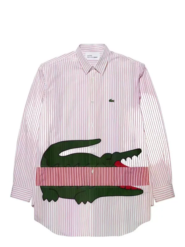 Comme Des Garçons Crocodile-print Pinstriped Shirt - Red