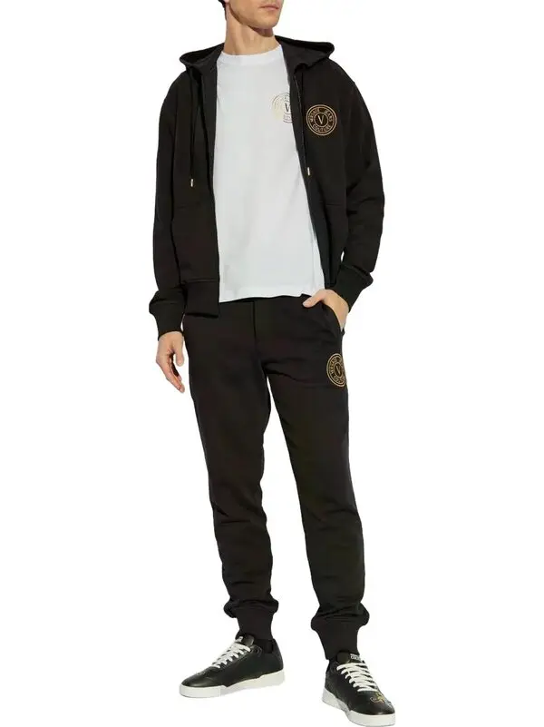 Versace Logo-embroidered Hoodie - Black