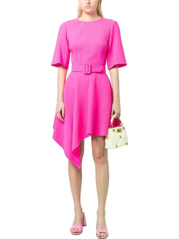 Oscar De La Renta Asymmetric-hem Belted Dress - Pink