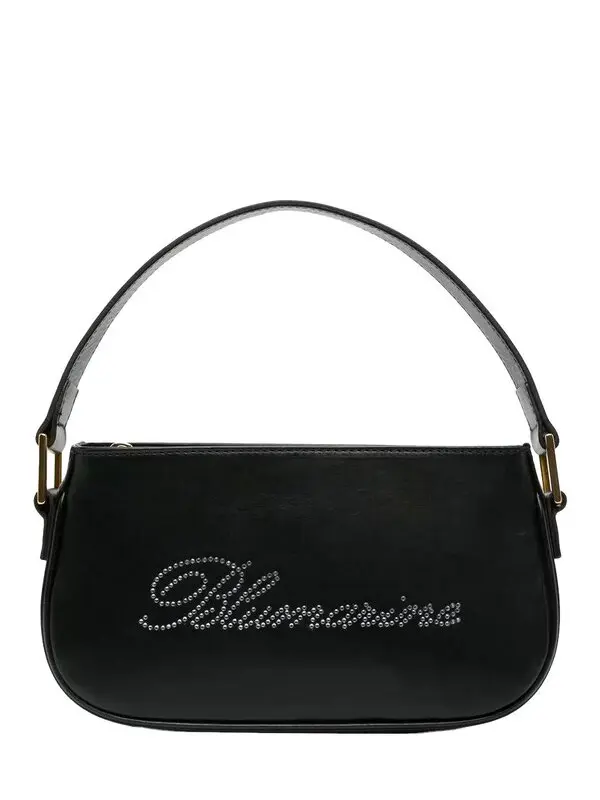 Blumarine Rhinestone Logo Shoulder Bag - Black