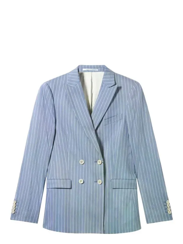 Brooks Brothers Pinstriped Linen-blend Blazer - Blue