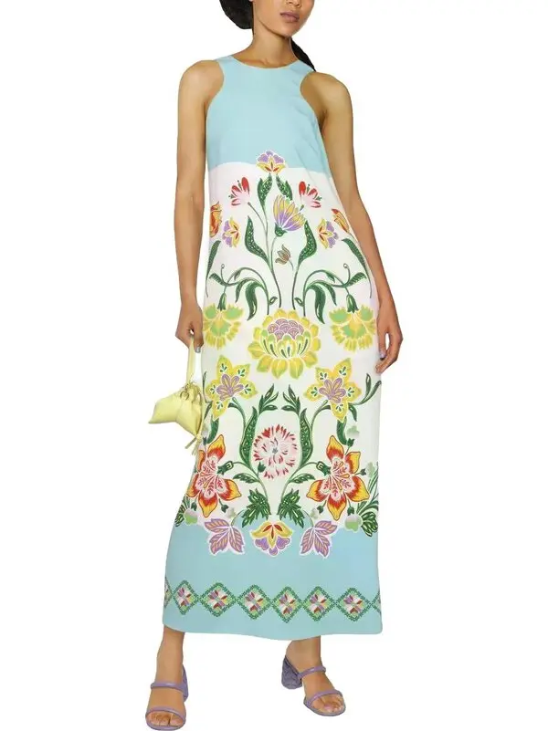 La DoubleJ Racer Maxi Dress With Floral Print - Blue
