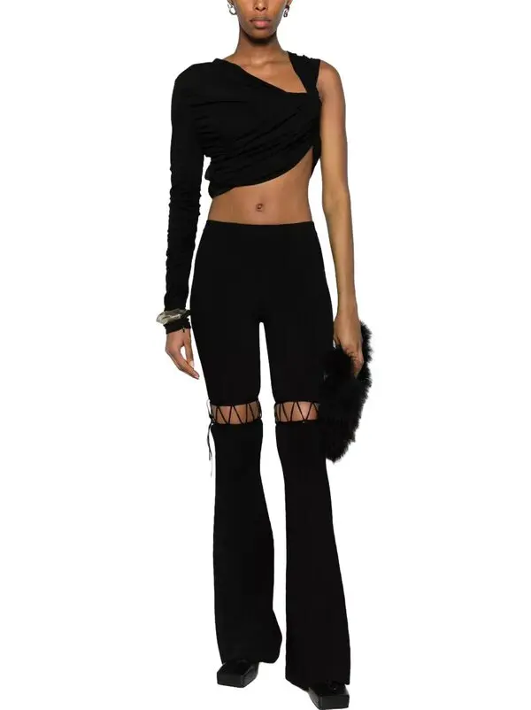 NENSI DOJAKA Lace-up Ribbed Trousers - Black